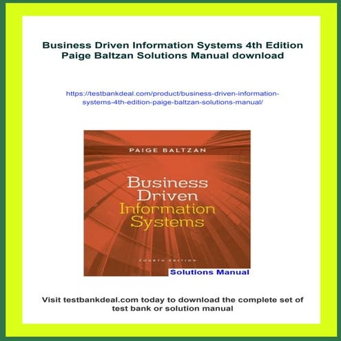 Business Driven Information Systems 4th Edition Paige Baltzan Solutions ...