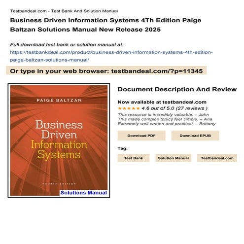 Business Driven Information Systems 4th Edition Paige Baltzan Solutions ...
