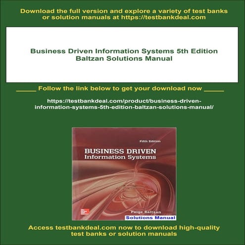 Business Driven Information Systems 5th Edition Baltzan Solutions Manual | PDF
