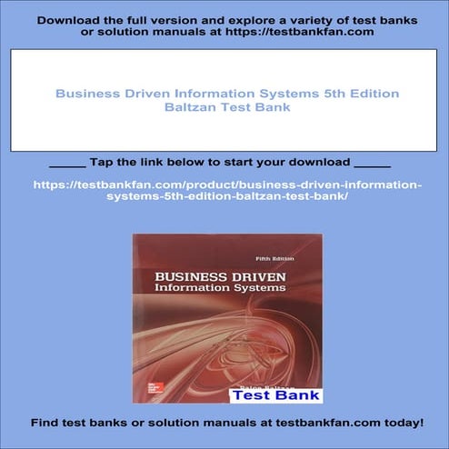 Business Driven Information Systems 5th Edition Baltzan Test Bank | PDF