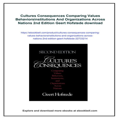 Cultures Consequences Comparing Values Behaviorsinstitutions And ...