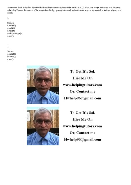 Assume That Stack Is The Class Described In This Section With Stacktype 1565