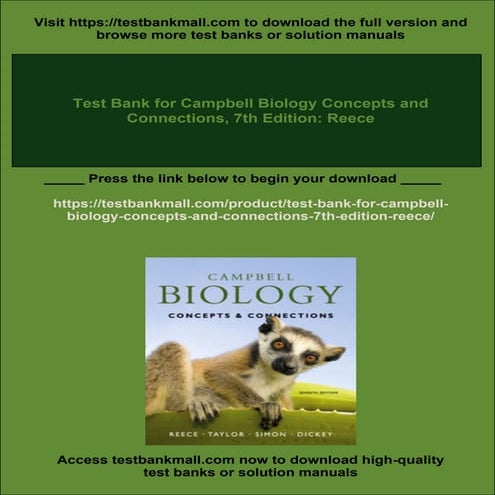 Test Bank For Campbell Biology: Concepts & Connections (9th Edition ...