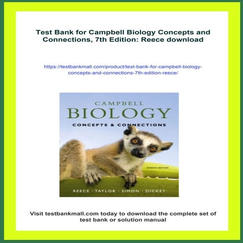 Test Bank for Campbell Biology Concepts and Connections, 7th Edition ...