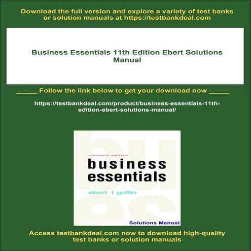 Business Essentials 11th Edition Ebert Solutions Manual | PDF