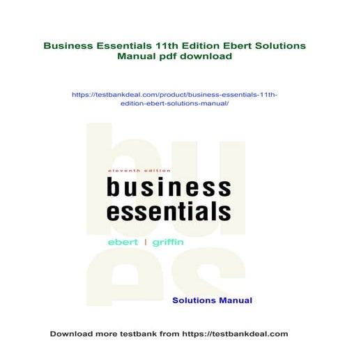Business Essentials 11th Edition Ebert Solutions Manual | PDF