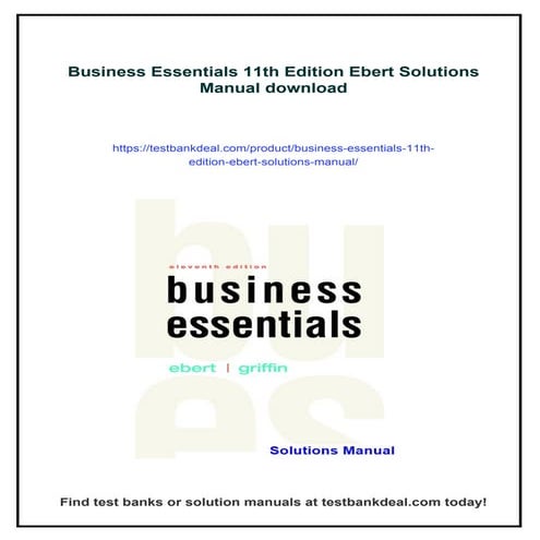 Business Essentials 11th Edition Ebert Solutions Manual | PDF