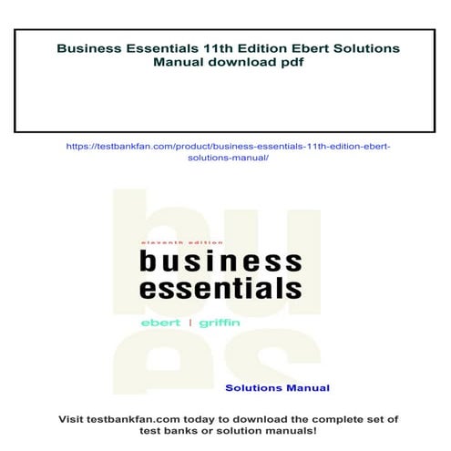 Business Essentials 11th Edition Ebert Solutions Manual | PDF