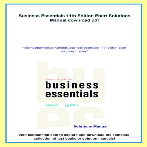Business Essentials 11th Edition Ebert Solutions Manual | PDF