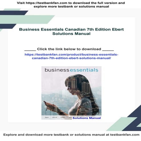 Business Essentials Canadian 7th Edition Ebert Solutions Manual | PDF