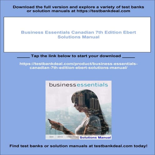 Business Essentials Canadian 7th Edition Ebert Solutions Manual | PDF