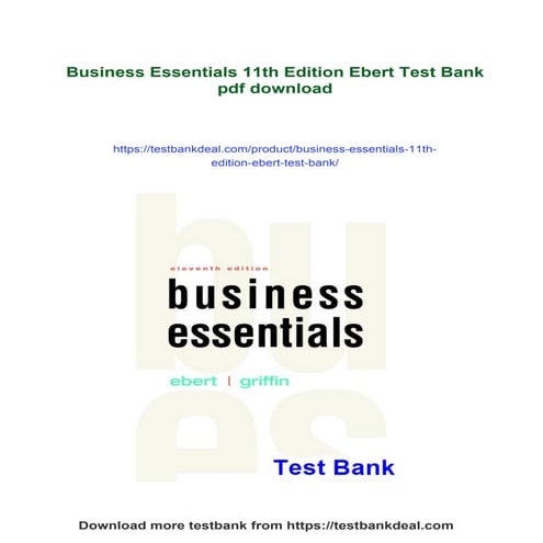 Business Essentials 11th Edition Ebert Test Bank | PDF