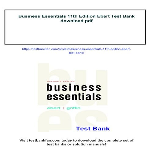 Business Essentials 11th Edition Ebert Test Bank | PDF