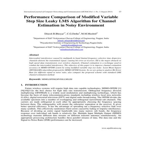 Performance Comparison Of Modified Variable Step Size Leaky Lms