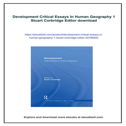 Development Critical Essays In Human Geography 1 Stuart Corbridge ...