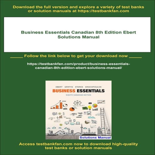 Business Essentials Canadian 8th Edition Ebert Solutions Manual | PDF