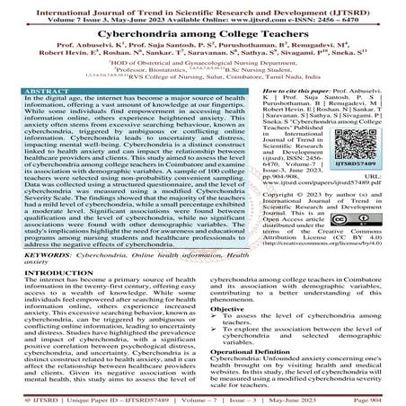 Cyberchondria among College Teachers | PDF