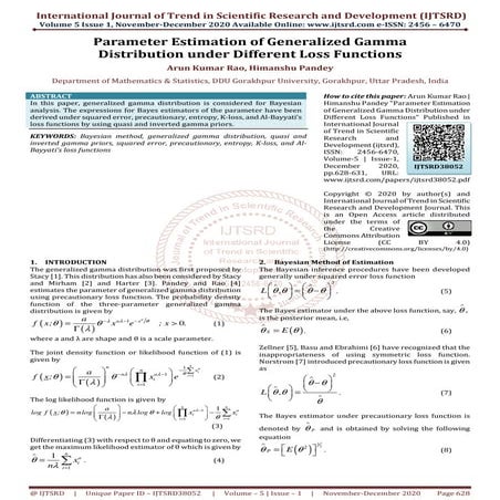 Parameter Estimation Of Generalized Gamma Distribution Under Different Loss Functions Pdf