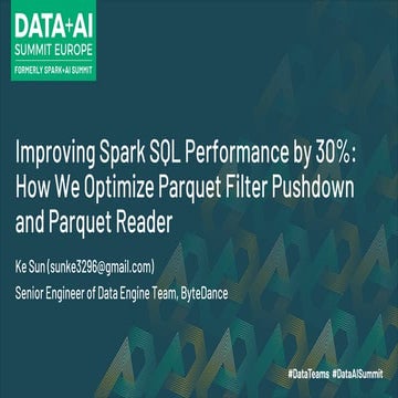 Improving Sparksql Performance By 30 How We Optimize Parquet Pushdown And Parquet Reader Ppt 