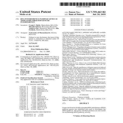114 craig c. mello - 7759463 - rna interference pathway genes as tools ...