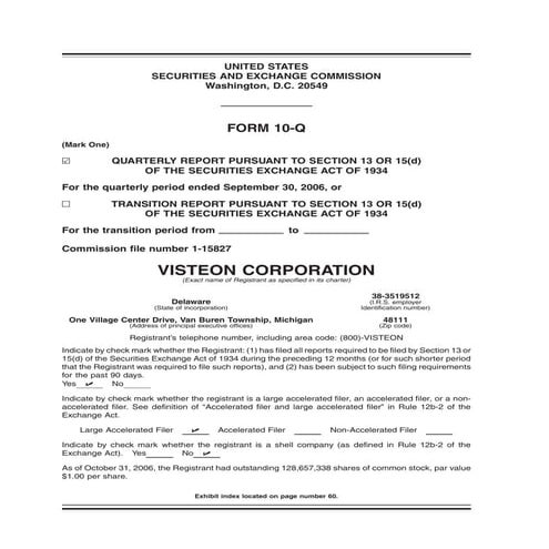 visteon 3Q 2006 Form 10-Q | PDF