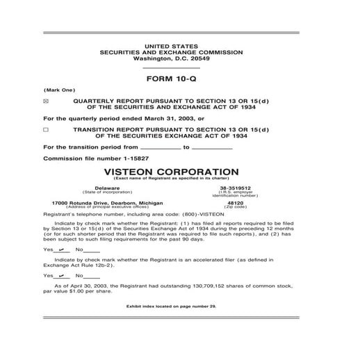 visteon 1Q 2003 Form 10-Q | PDF