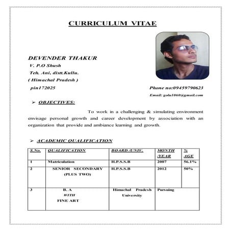 DEVENDER thakur cv | PDF