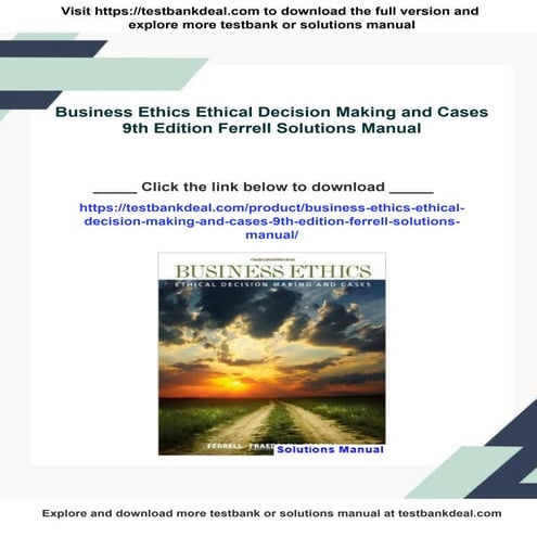 Business Ethics Ethical Decision Making and Cases 9th Edition Ferrell ...
