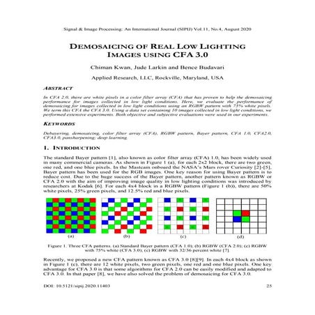 DEMOSAICING OF REAL LOW LIGHTING IMAGES USING CFA 3.0 | PDF