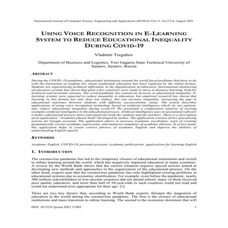 USING VOICE RECOGNITION IN E-LEARNING SYSTEM TO REDUCE EDUCATIONAL ...