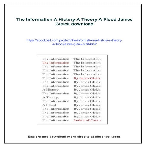 The Information A History A Theory A Flood James Gleick | PDF