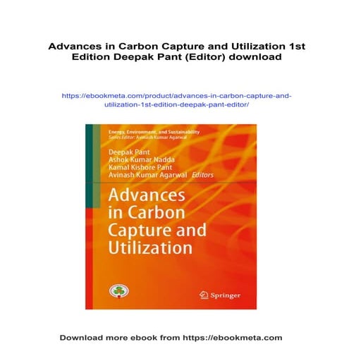 Advances in Carbon Capture and Utilization 1st Edition Deepak Pant (Editor) | PDF
