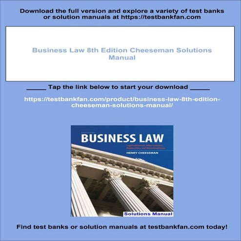 Business Law 8th Edition Cheeseman Solutions Manual | PDF
