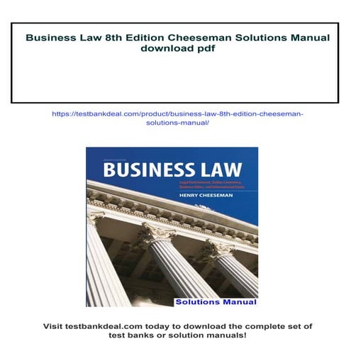Business Law 8th Edition Cheeseman Solutions Manual | PDF