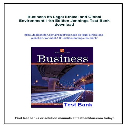 Business Its Legal Ethical and Global Environment 11th Edition Jennings ...