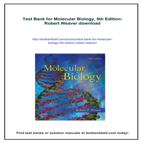 Test Bank for Molecular Biology, 5th Edition: Robert Weaver | PDF