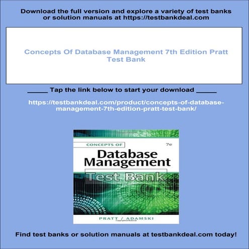 Concepts Of Database Management 7th Edition Pratt Test Bank | PDF