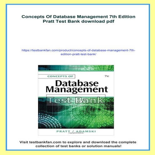 Concepts Of Database Management 7th Edition Pratt Test Bank | PDF