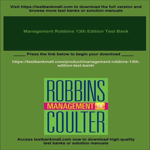 Management Robbins 13th Edition Test Bank | PDF