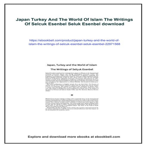 Japan Turkey And The World Of Islam The Writings Of Selcuk Esenbel ...