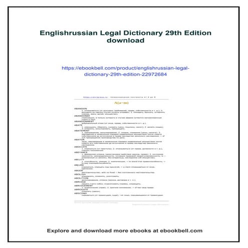 Englishrussian Legal Dictionary 29th Edition | PDF
