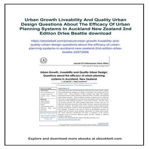 Urban Growth Liveability And Quality Urban Design Questions About The ...