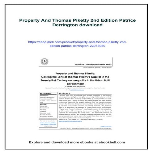 Property And Thomas Piketty 2nd Edition Patrice Derrington | PDF