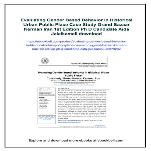 Evaluating Gender Based Behavior In Historical Urban Public Place Case Study Grand Bazaar Kerman ...