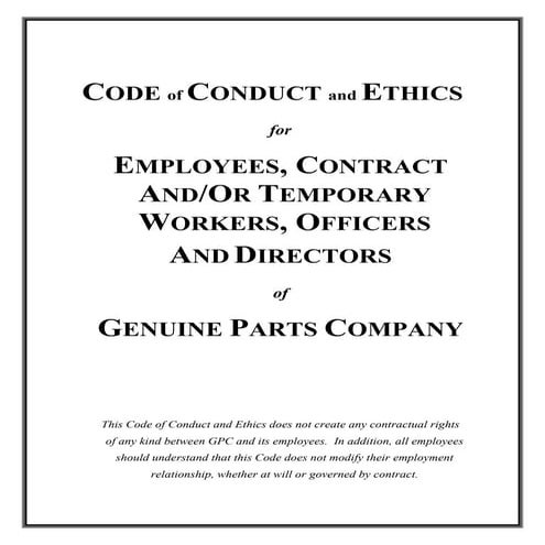 genuine parts Code_of_Conduct_and_Ethics | PDF
