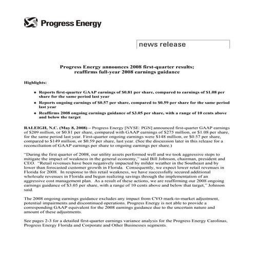 progress energy q12008all | PDF