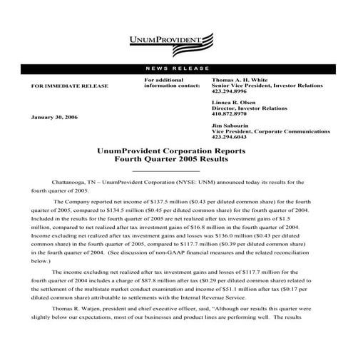 unum group 4Q 05 | PDF