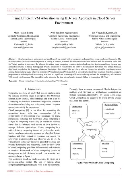Time Efficient Vm Allocation Using Kd Tree Approach In Cloud Server Environment Pdf