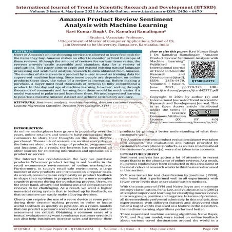 Amazon Product Review Sentiment Analysis With Machine Learning Pdf