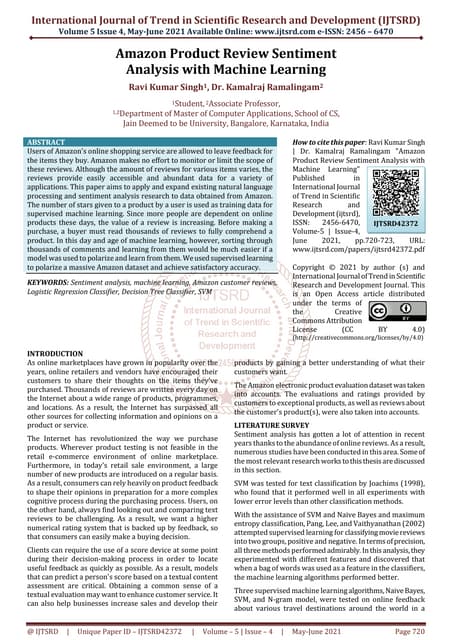 Amazon Product Review Sentiment Analysis With Machine Learning Pdf
